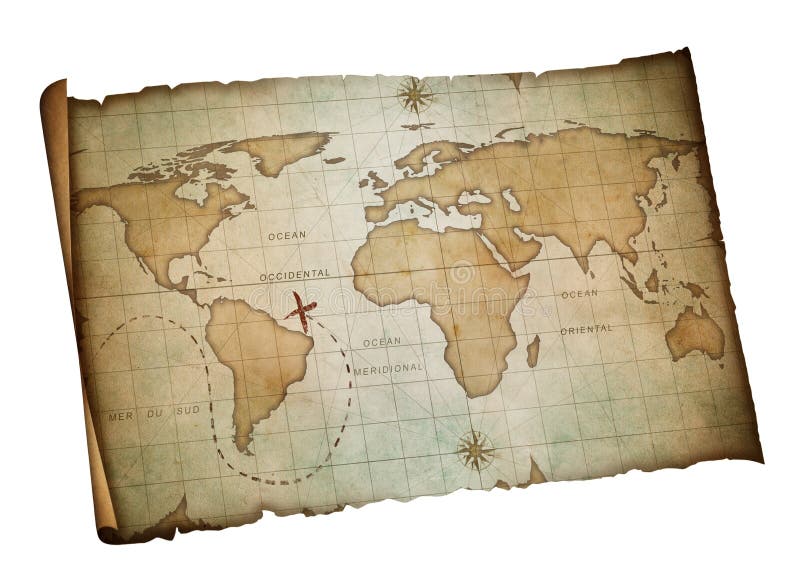 Old Treasure Map Roll Isolated Stock Illustration - Illustration of ...