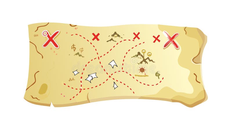 Old Treasure Map with Routes and X Marks Vector, Vector Design ...