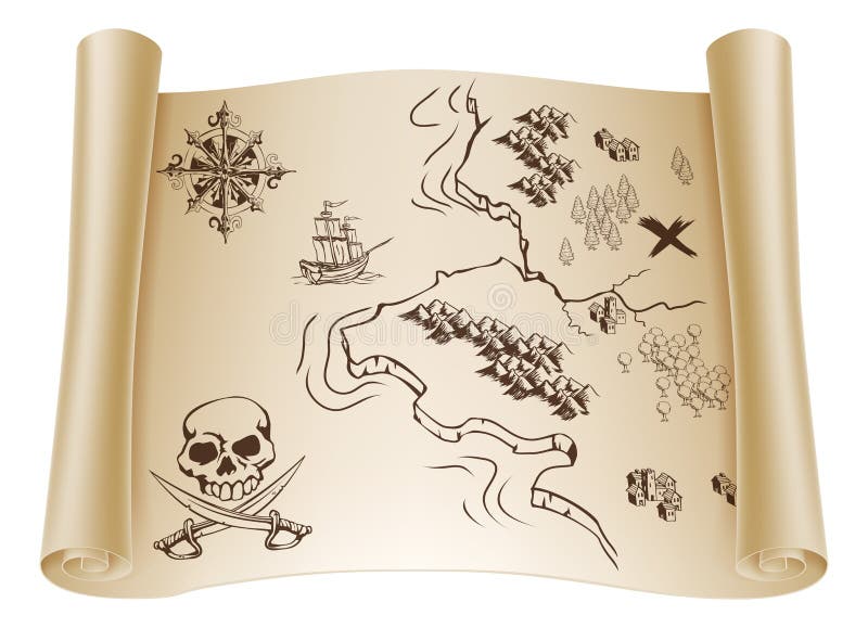 Treasure map kit stock vector. Illustration of rolled - 43798265
