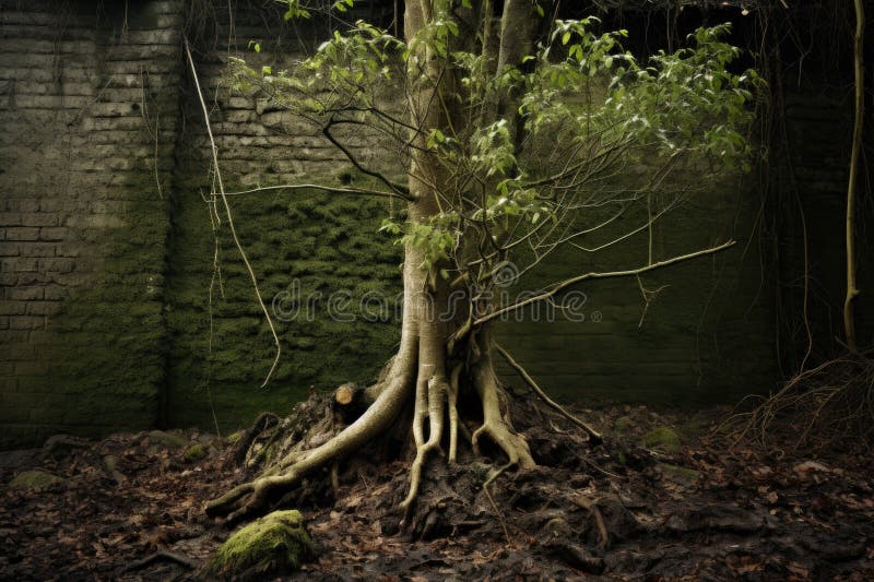 Old Tree Growing beside a Youthful Sapling Stock Photo - Image of ...