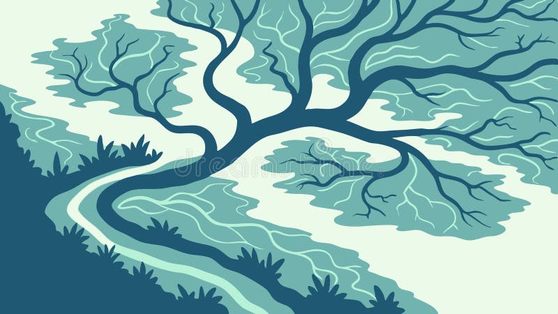 Old Tree Roots or Flowing River, Nature S Enduring Pathways, Vector ...