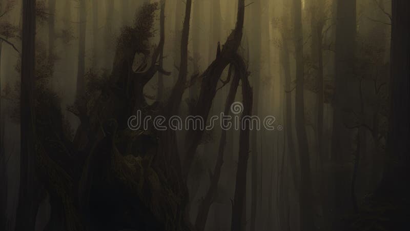 Old Tree Trunk with Creepy Shape Stock Illustration - Illustration of ...