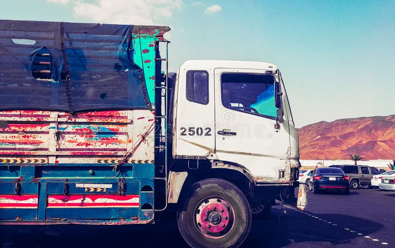 Old Truck Cargo Container on the Road Stock Image - Image of ...