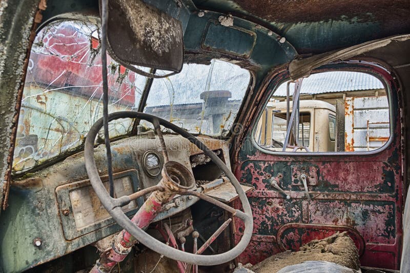 Old Truck Interior with Rust Stock Photo - Image of door, rusting ...