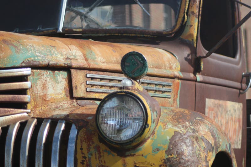 Old truck rusting away stock photo. Image of paint, headlight - 192305682
