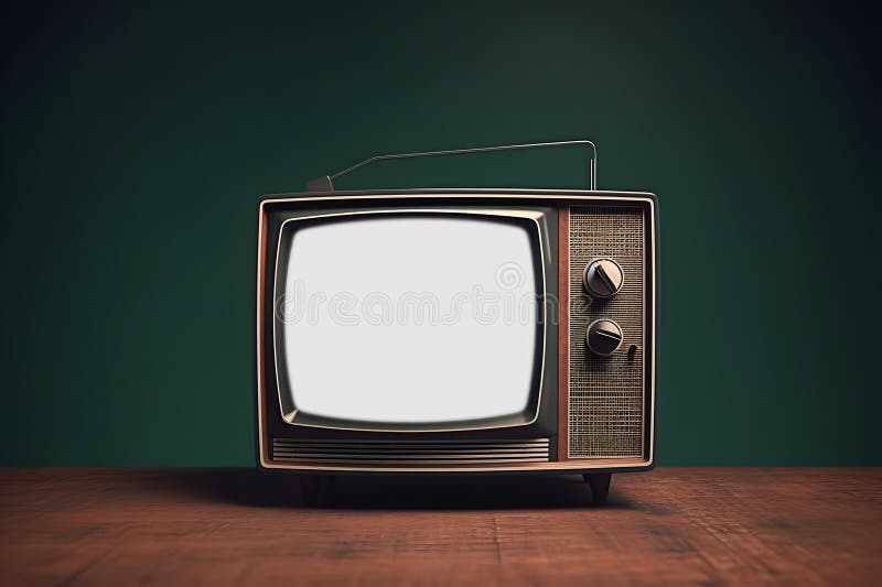 Old Tube Tv with Antenna and Empty Screen with Mock Up Stock ...