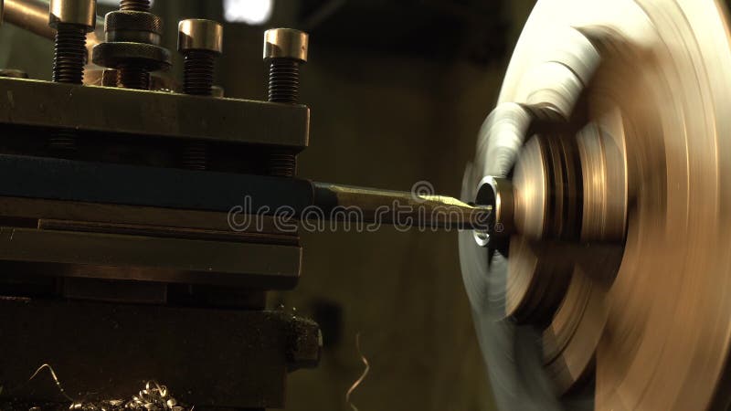 Old Turning Lathe Machine in Turning Workshop. Close Up Stock Video ...
