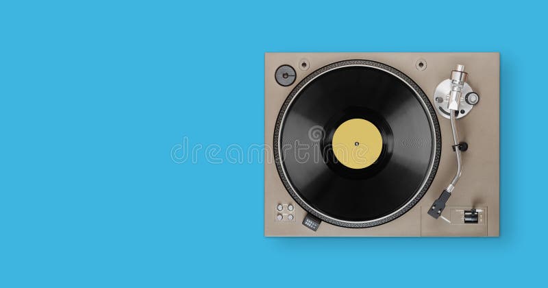Old Turntable Player with Lp Vinyl Record Top View Stock Photo - Image ...