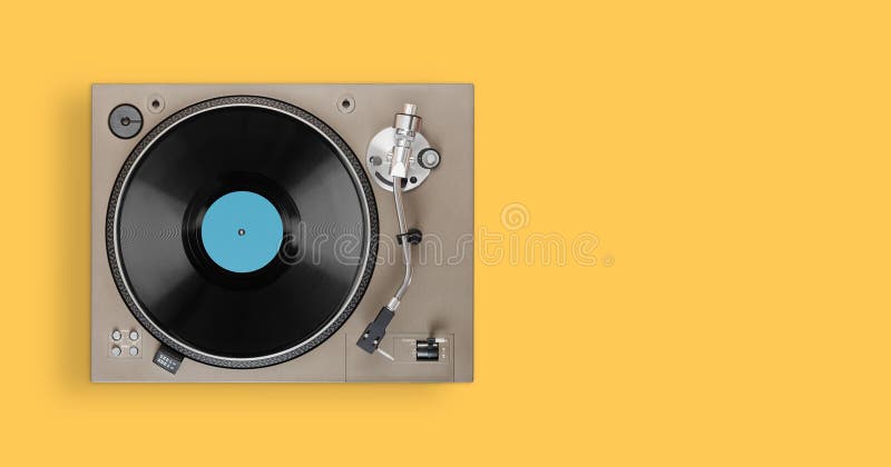 Old Turntable Player with Lp Vinyl Record Top View Stock Photo - Image ...