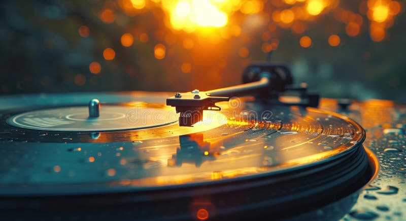 An Old Turntable is Shown with the Sun Shining on it Stock Illustration ...