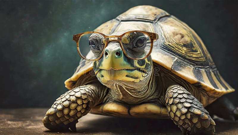 Old Turtle with Eyeglasses Looking at Camera - Generative Ai Stock ...