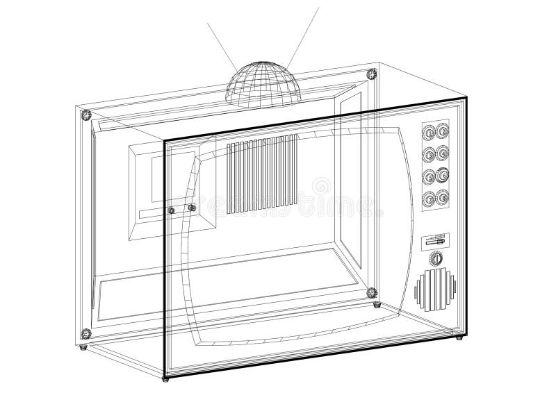Old TV Architect Blueprint - Isolated Stock Illustration - Illustration ...