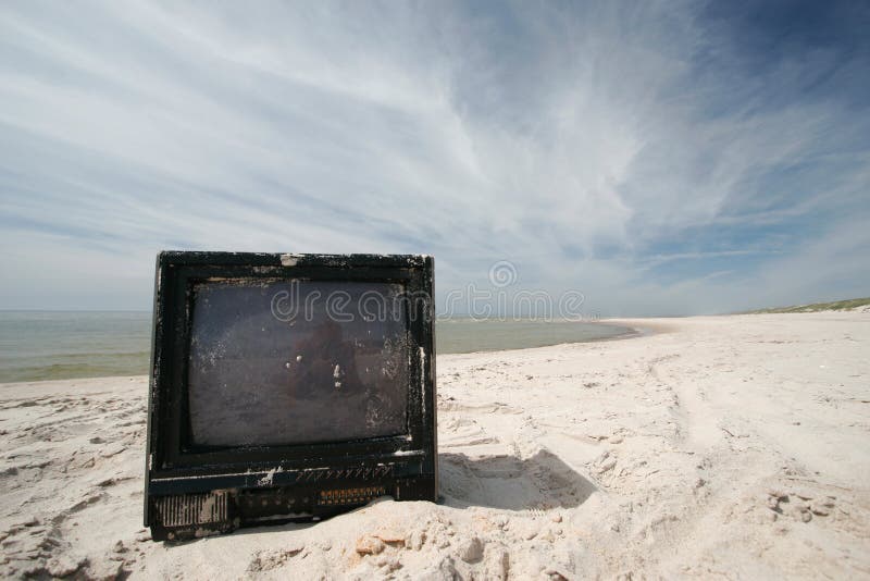 Old TV with a Broken Screen Stock Image - Image of isolated, television ...