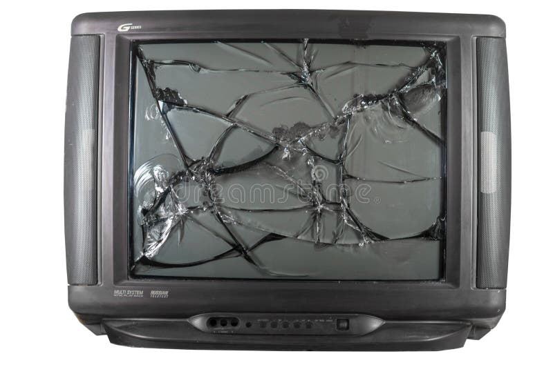 Old TV with broken screen stock photo. Image of electronic - 127605616