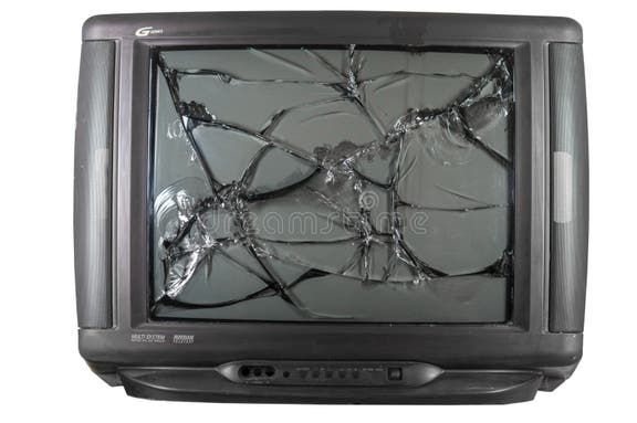 Old TV with broken screen stock photo. Image of electronic - 127605616