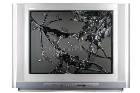 Old TV with broken screen stock photo. Image of ruined - 127605424