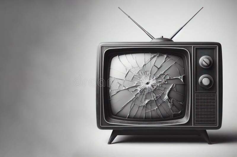 An Old TV with a Broken Screen. Space for Text. Stock Illustration ...