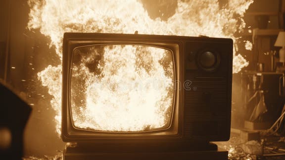 An Old TV Explodes with a Fiery Blast in a Dramatic Scene Stock Image - Image of impact ...
