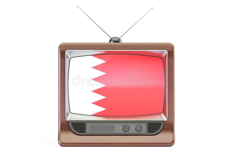 Old Tv with Flag of Bahrain. Television Concept, 3D Rendering Stock ...