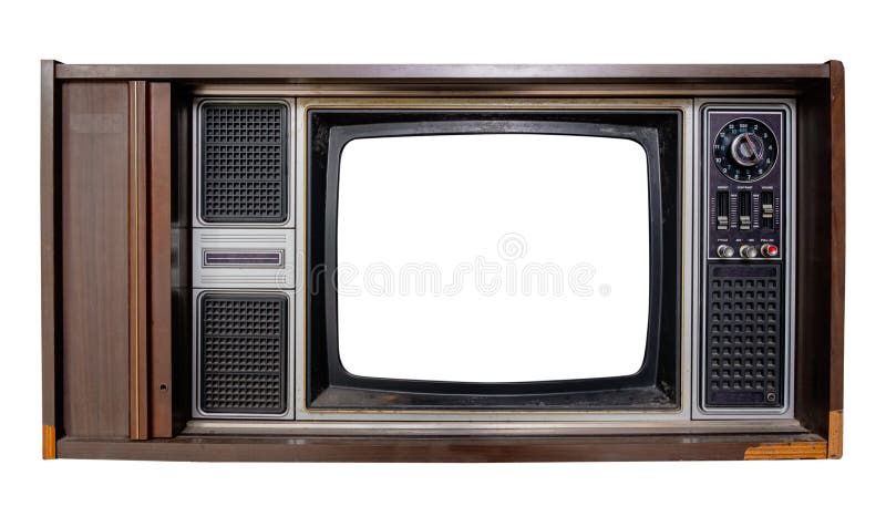 Old TV with Frame Screen Isolate Stock Image - Image of show, analog ...