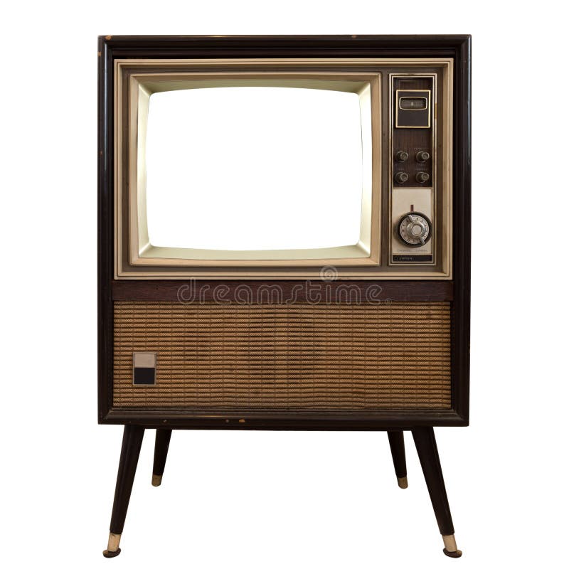 Old TV with Frame Screen Isolate on White Stock Photo - Image of ...