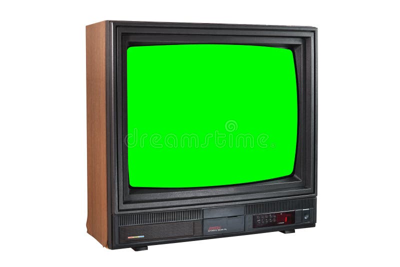 The Old TV on the Isolated. Old Green Screen TV for Adding New Images ...