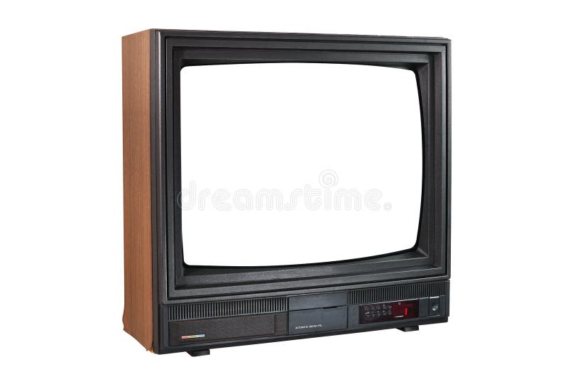 The Old TV on the Isolated. Old White Screen TV for Adding New Images ...