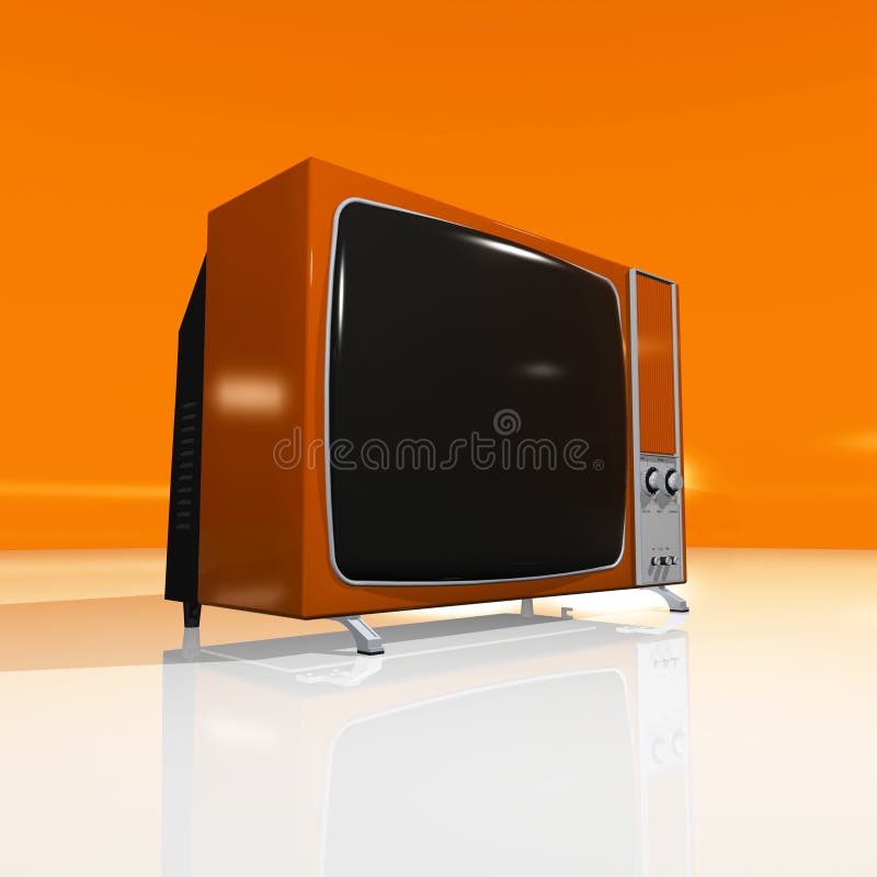 Old TV - Orange Television stock illustration. Illustration of antique ...