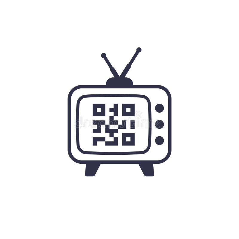 Old Tv and Qr Code Icon on White Stock Vector - Illustration of style ...
