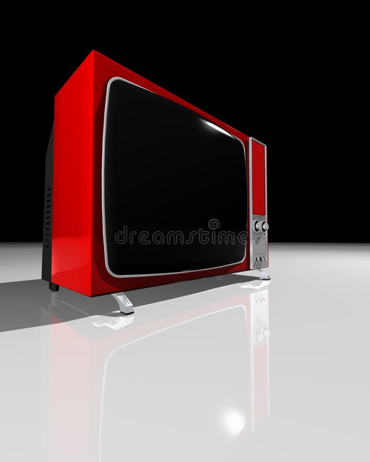 Old TV - RED Television stock illustration. Illustration of program ...