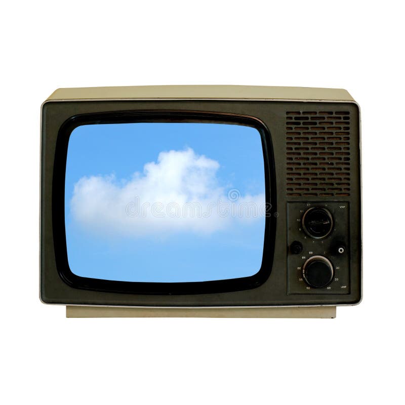Old Tv-set Showing Blue Sky with Clouds Stock Image - Image of cloud ...