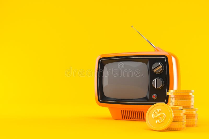Old TV Set with Stack of Coins Stock Illustration - Illustration of ...