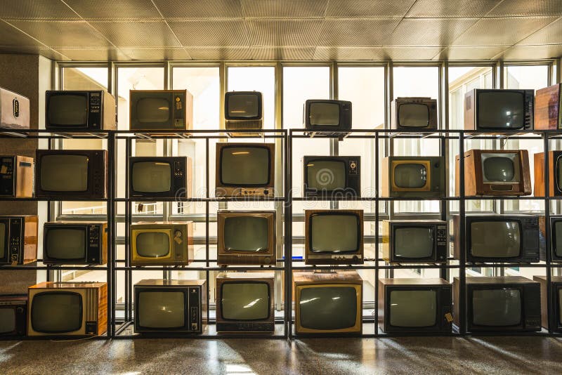 Display of Old Analog Television TV Sets Stock Image - Image of vintage ...