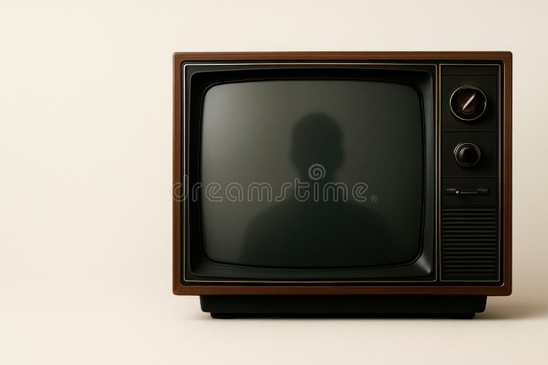 An Old TV with a Silhouette Reflection on the Screen. Space for Text ...