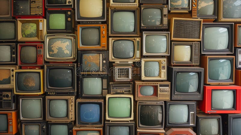 Old TV Stacked on Top. they are Outdated Technology Stock Illustration ...