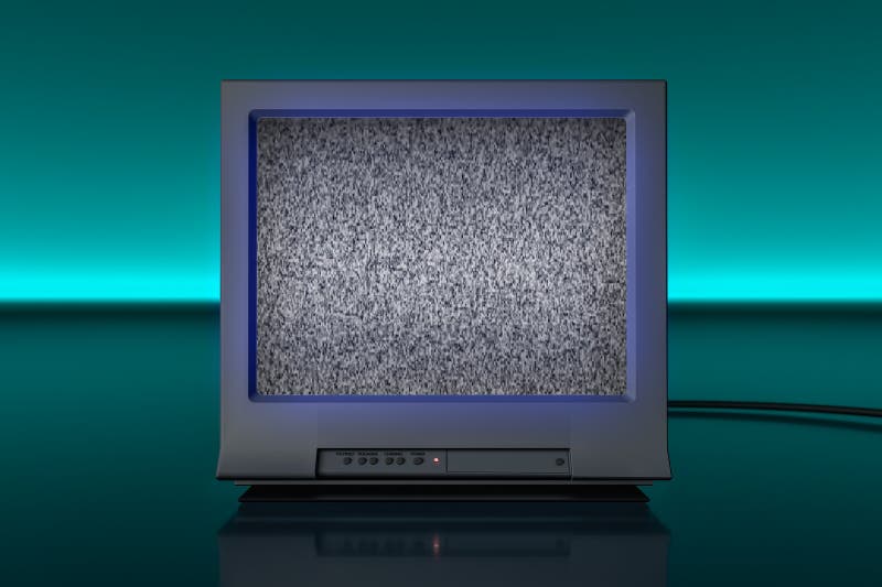 An Old Tv with Static Noise Stock Illustration - Illustration of white ...