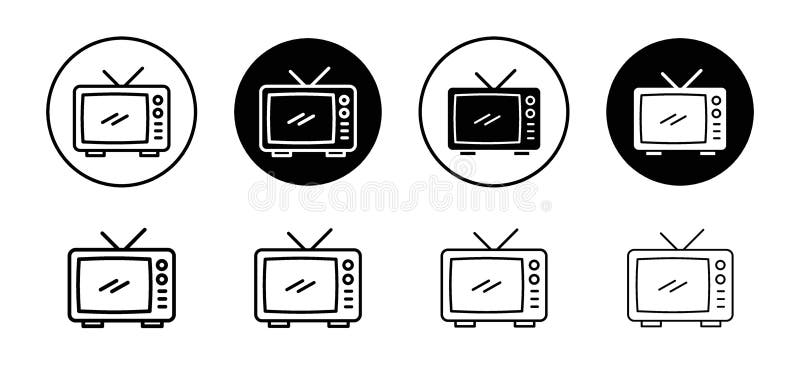 Old TV Vector Icon Set Collection. Old TV Outline Flat Icon Stock ...