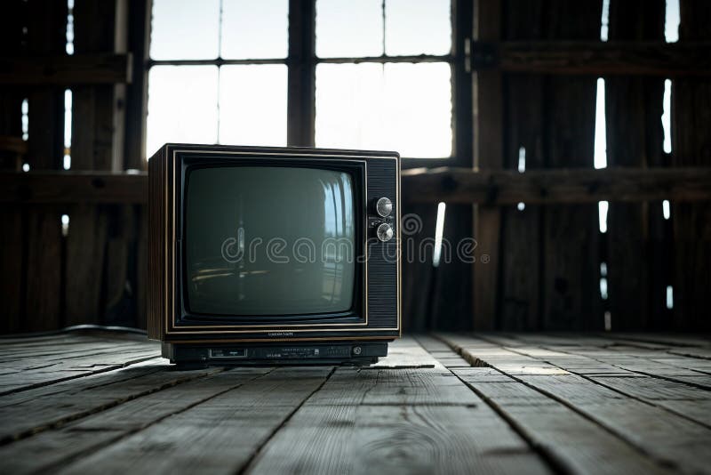 Old TV. Vintage Television in an Empty Dirty Room Stock Illustration ...