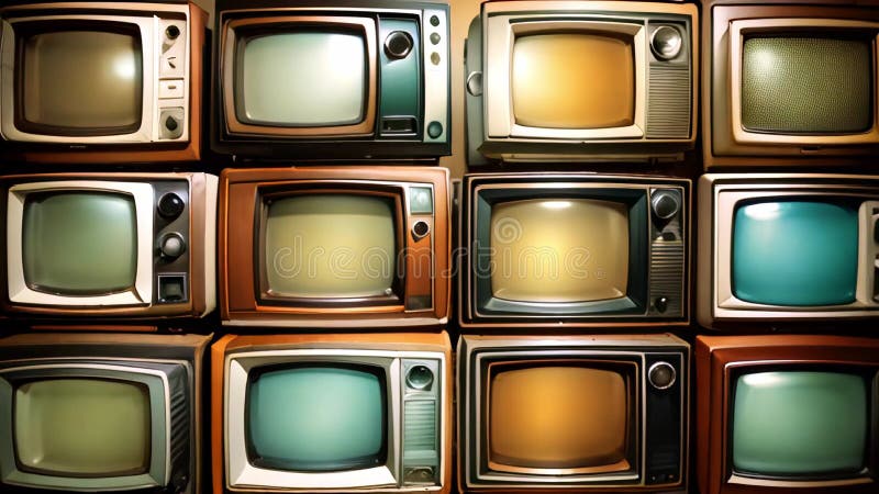 Old TVs Pattern with Green Screen and Flickering Screens Stock Video ...