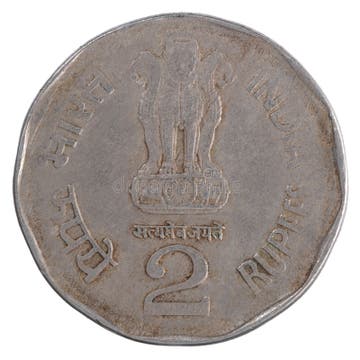 Old two Indian Rupee coin stock image. Image of finance - 42014961