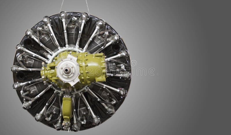 Old Type Aircraft Engine on Dark Background Stock Photo - Image of ...