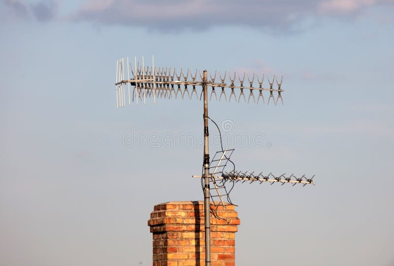 Old Type Antenna on the Roof of House Stock Photo - Image of type ...