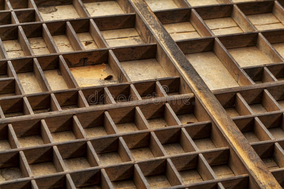 Old typesetter drawer stock image. Image of vintage, grid - 28808931