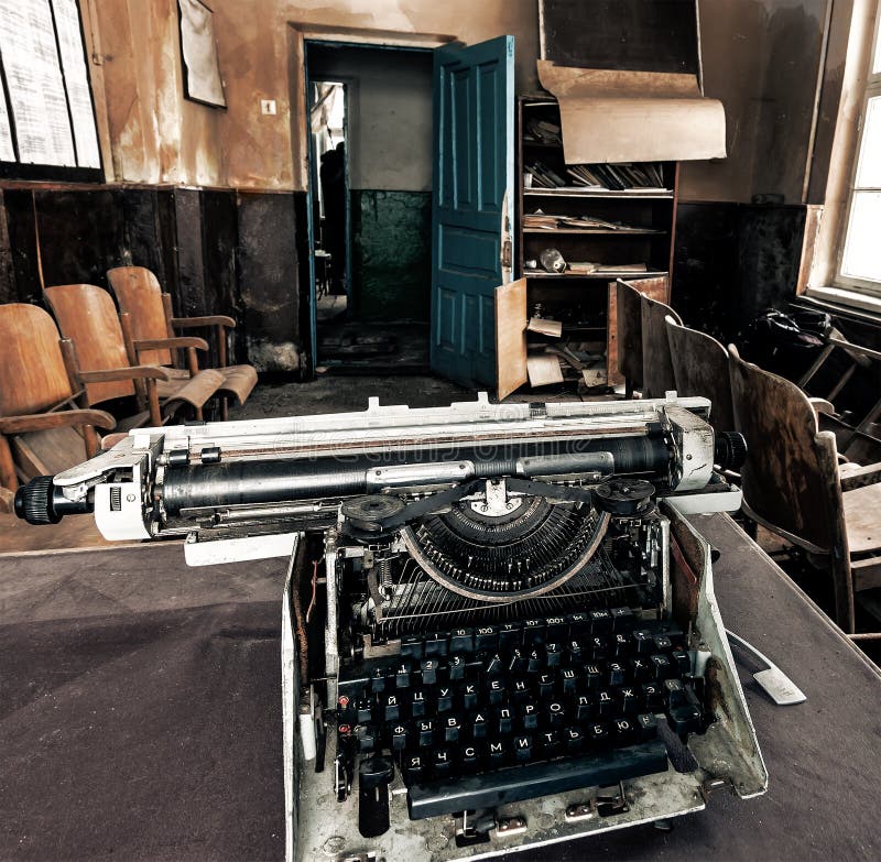 An Old Typewriter in an Abandoned Room Stock Photo - Image of editor ...