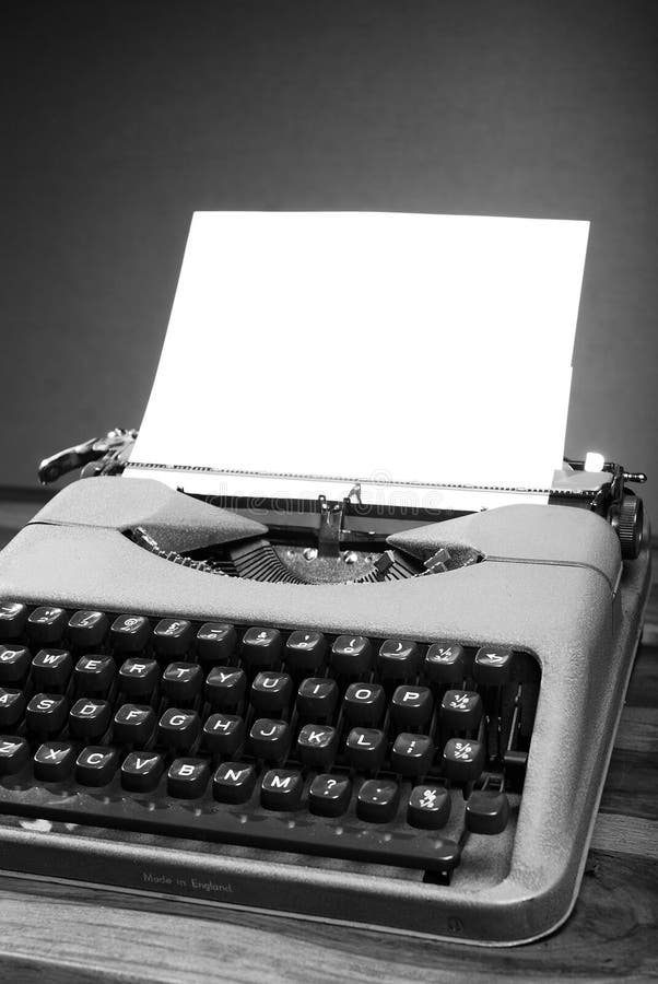 Old Typewriter in Black and White Stock Photo - Image of black, text ...