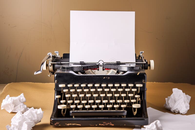 Old Typewriter with Blank Page and Crumpled Papers Around Stock Image ...