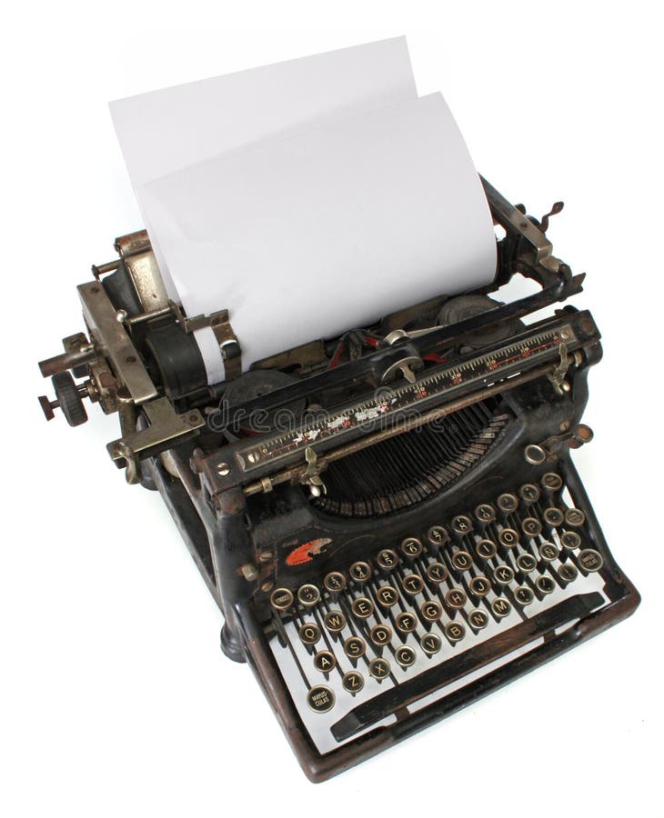 Old Typewriter with a Blank Paper Stock Image - Image of tipewriter ...