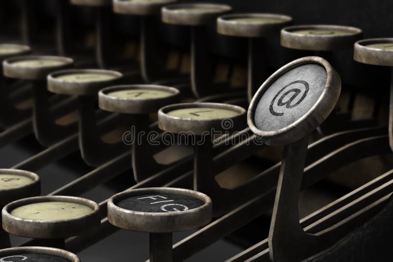 Old Typewriter with Email Symbol Stock Illustration - Illustration of ...