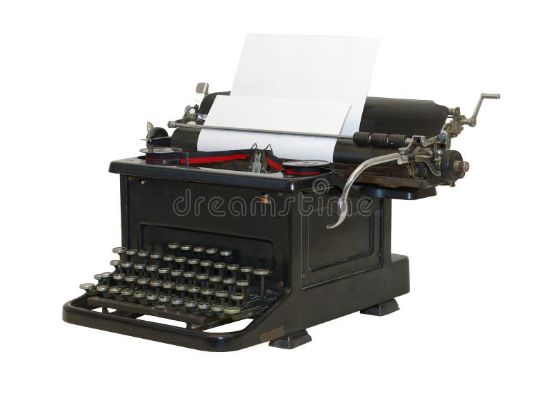 Old Typewriter - Front Sideview - Isolated Stock Photo - Image of ...