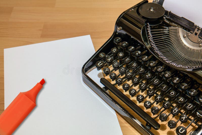 Old Typewriter with a Marker Stock Image - Image of retro, drawing ...